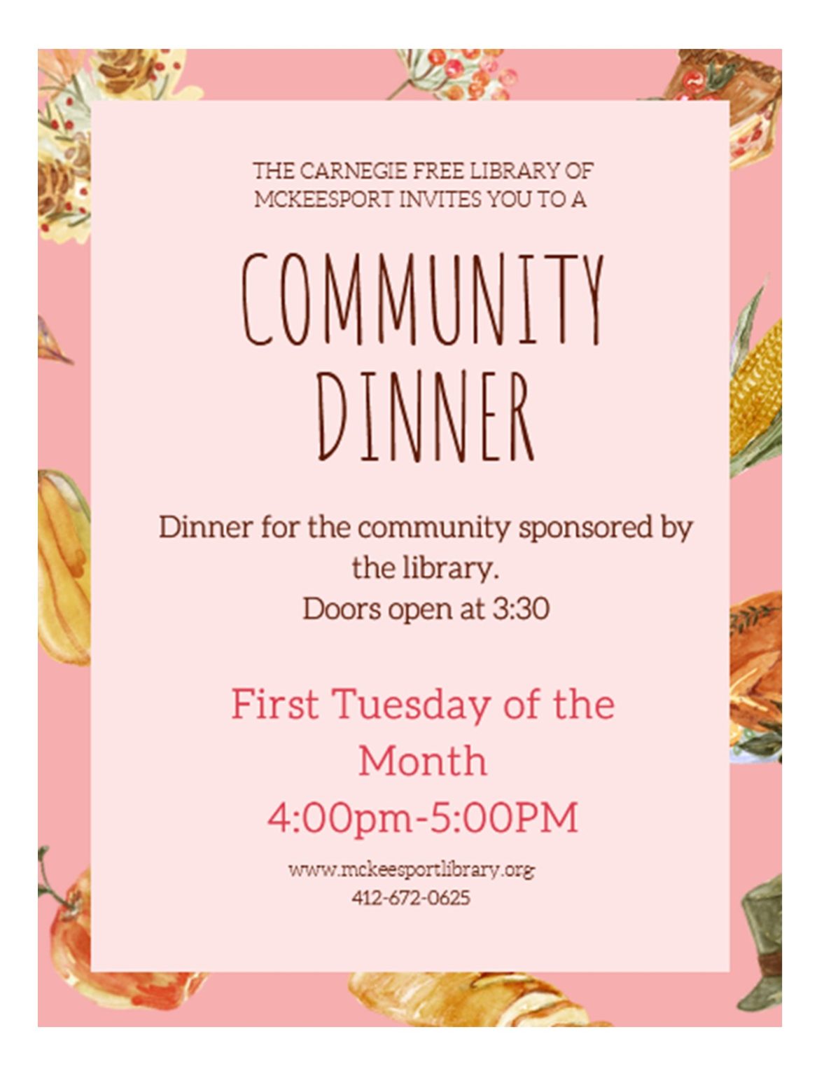 Community Dinner – Carnegie Library of Mckeesport